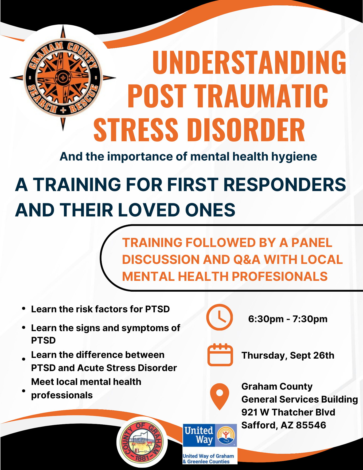 PTSD Training and Panel Discussion: First Responder Mental Health Training – Graham County ...